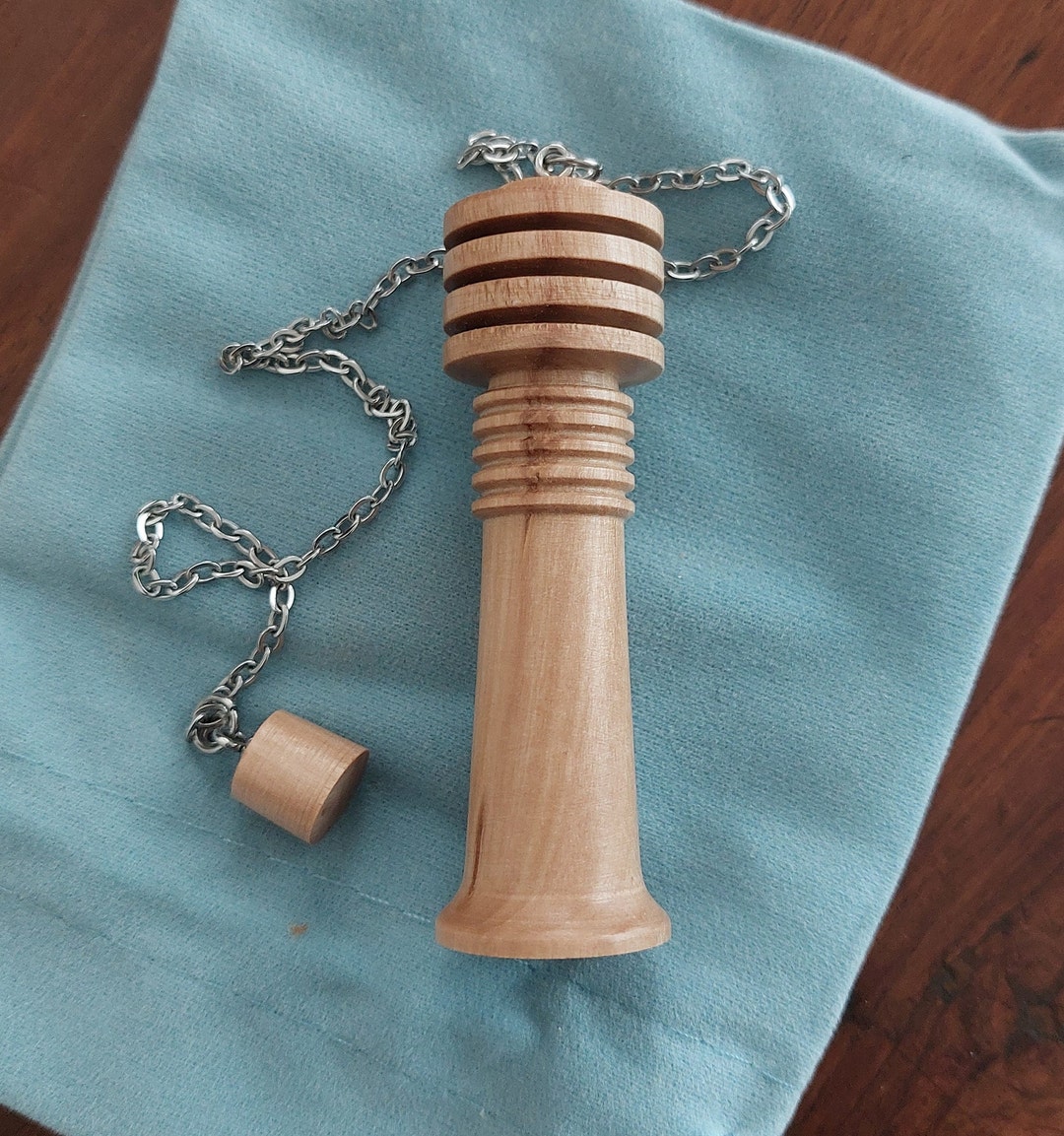Djed Pendulum for Radiesthesia, Handmade in Olive Wood With Steel Chain ...