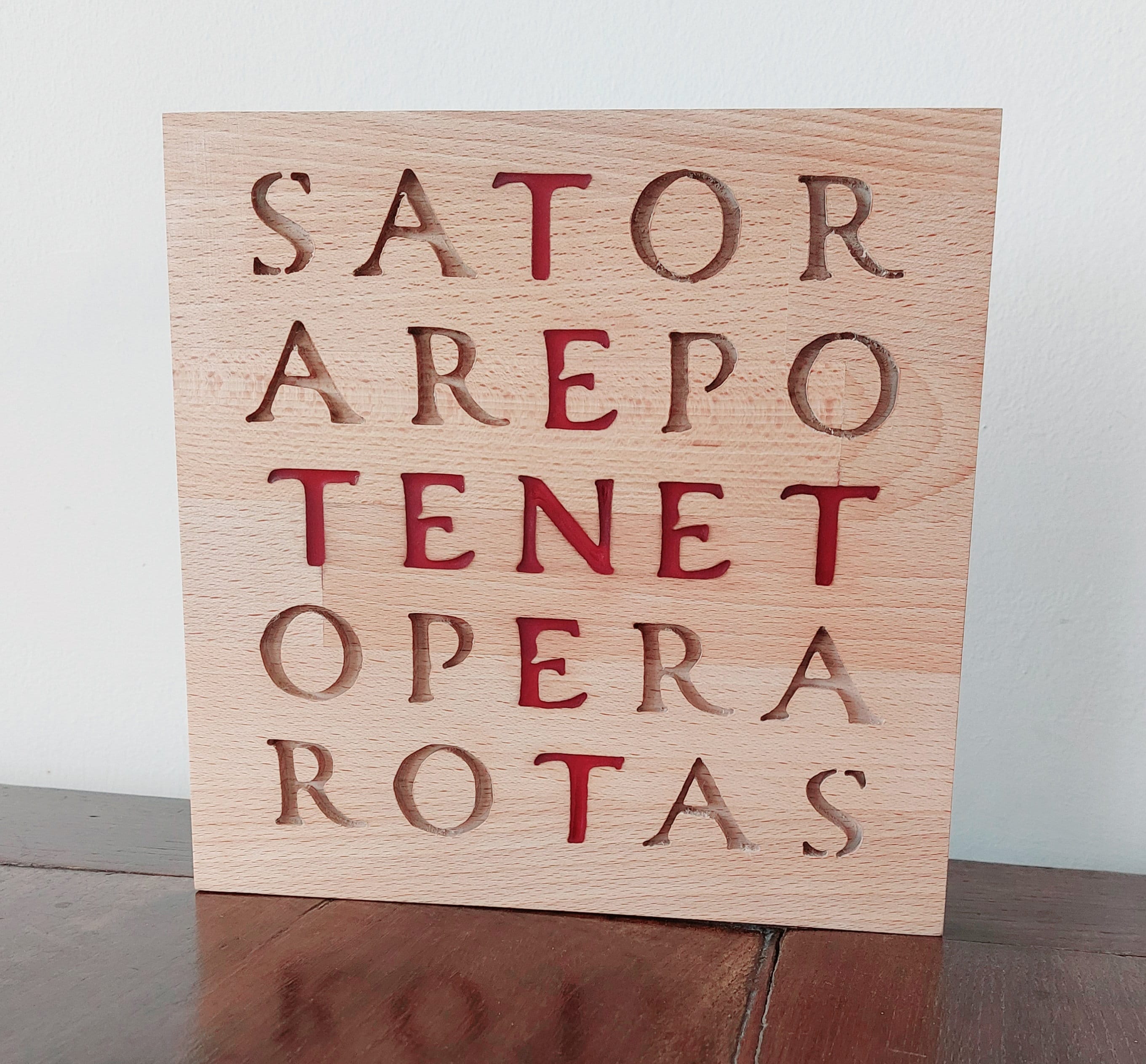 Handmade Sator Square in Laminated Beech With Templar Cross in Red ...