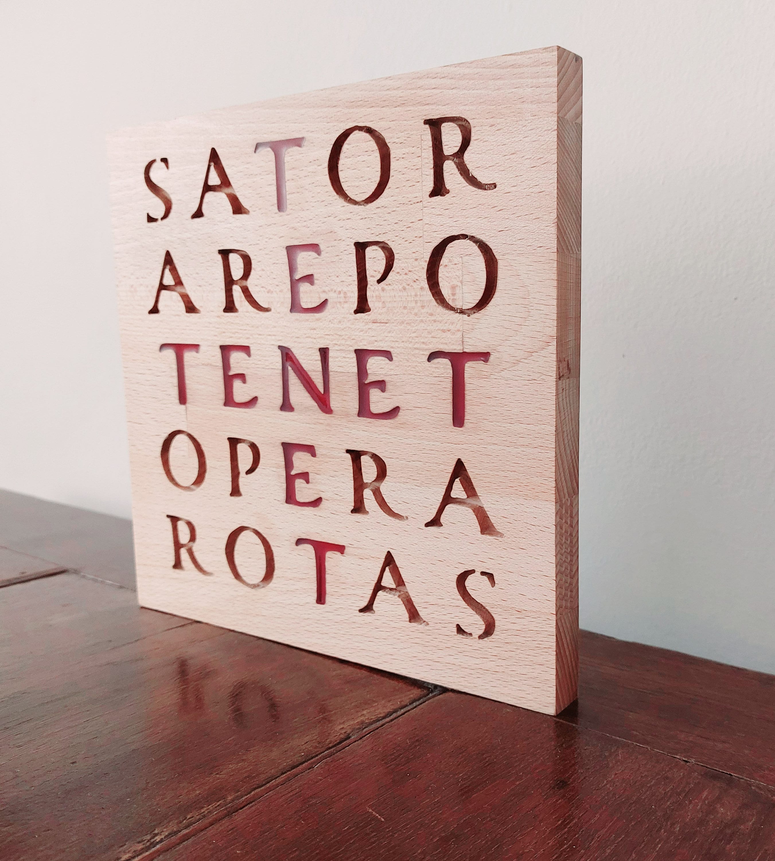 Handmade Sator Square in Laminated Beech With Templar Cross in Red ...