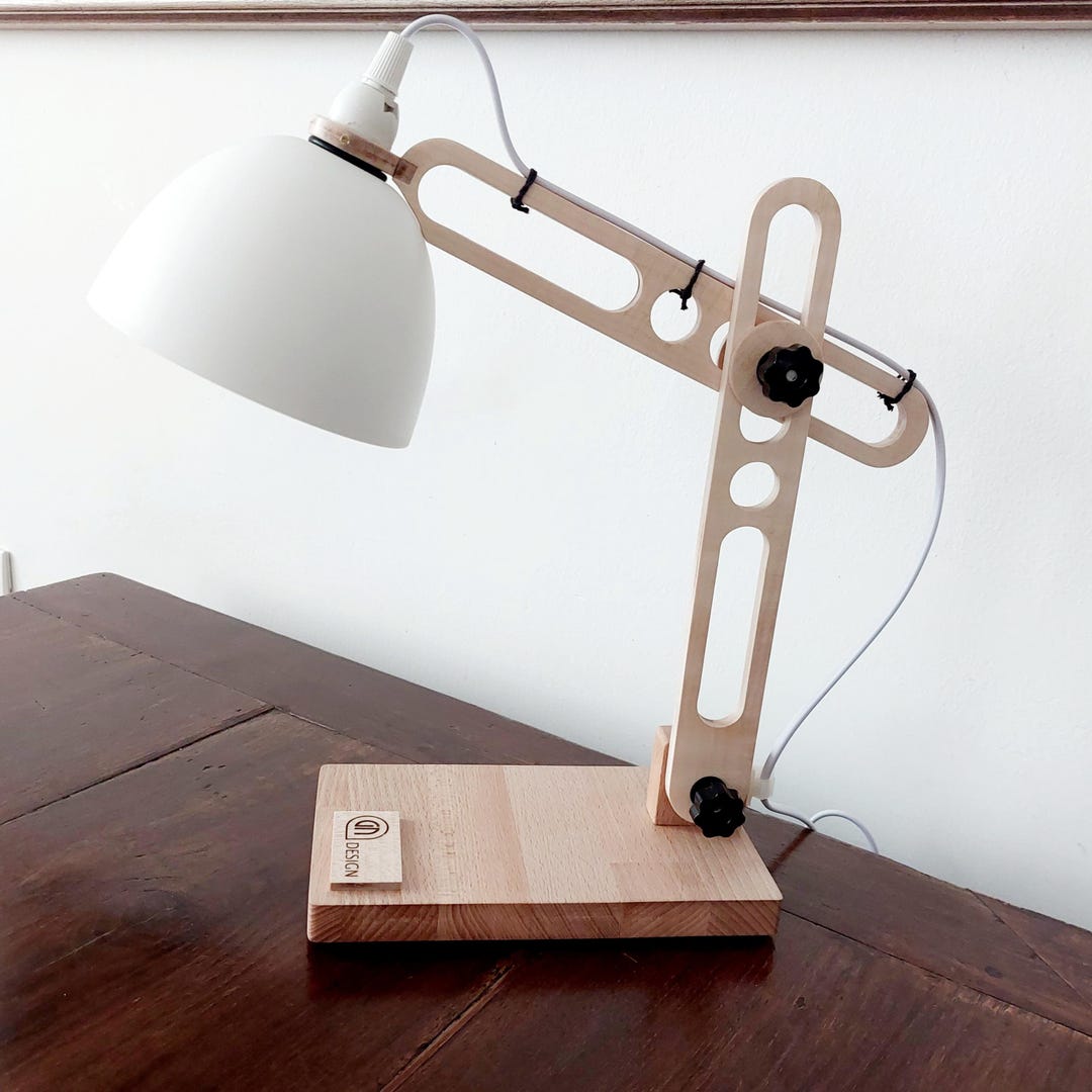 Adjustable and Height-adjustable Table Lamp Made of Hand-crafted Maple ...