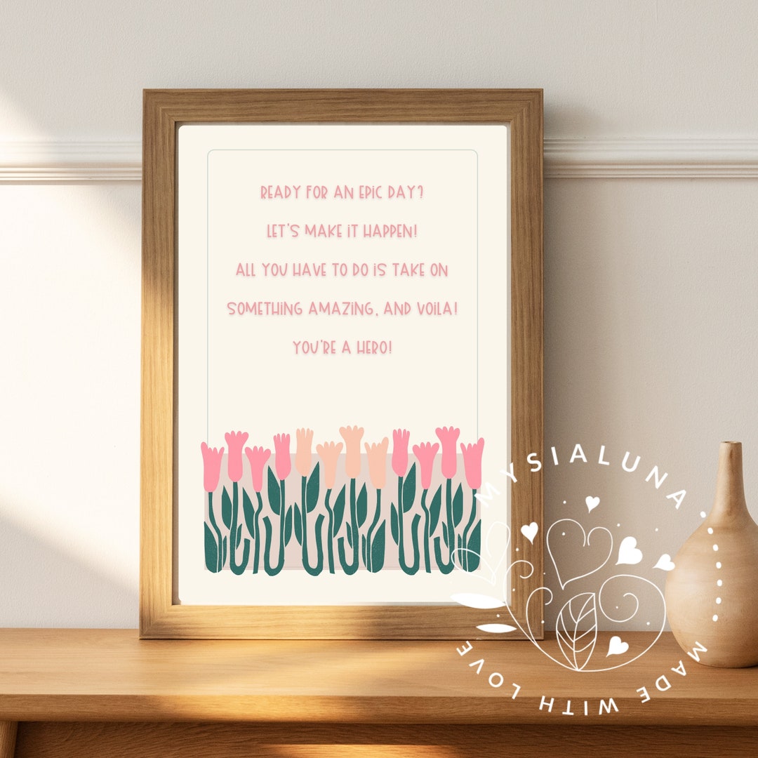 Motivational Prints, Pink Floral Decor, Positive Affirmation Wall Art ...