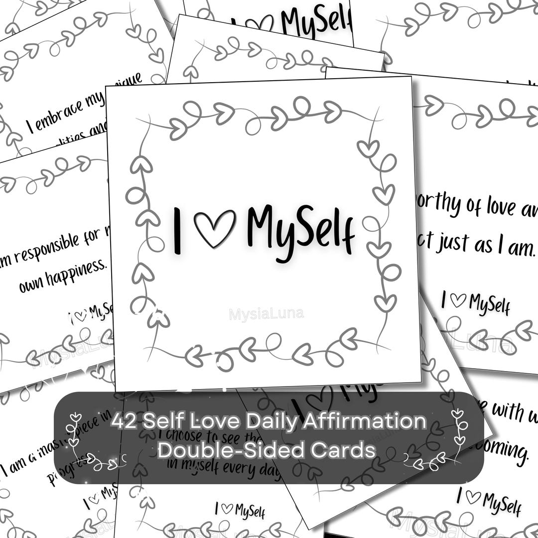43 Love Yourself Affirmation Double-sided Cards, Worksheets, Positive ...