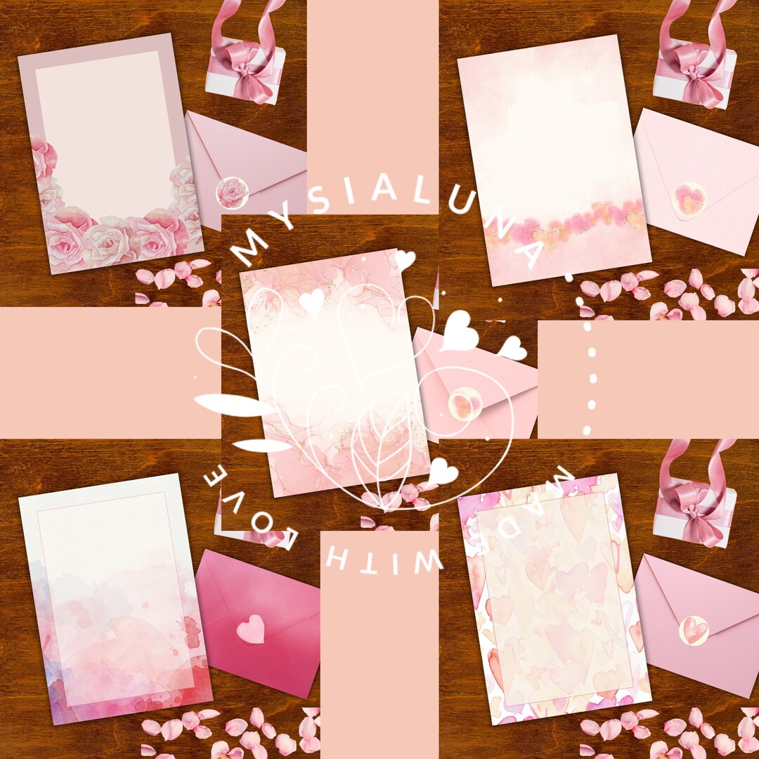 Printable Love Letter Paper With Sticker,romantic Letterhead,heart ...