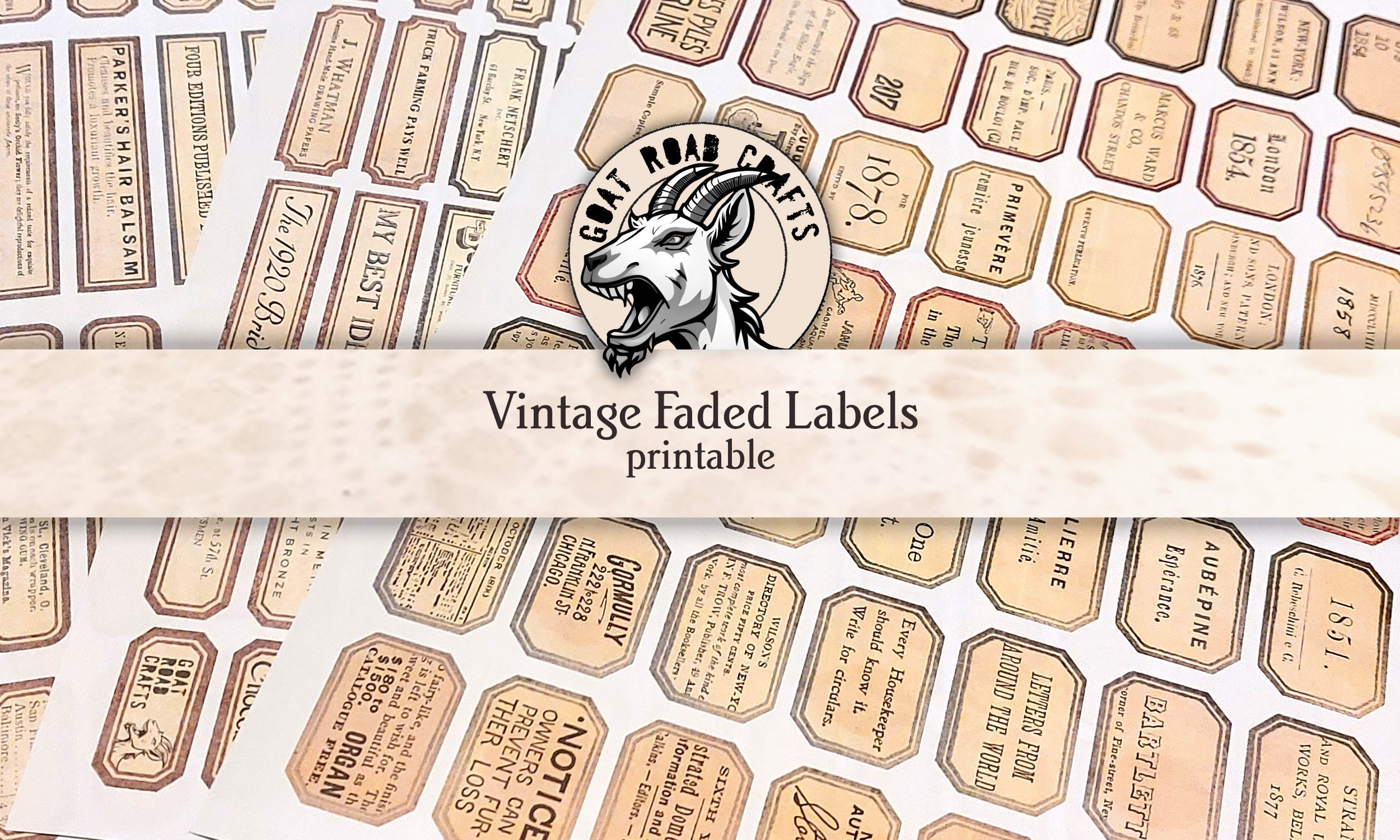 Vintage Faded Labels. Ephemera for Junk Journals. Digital Download ...