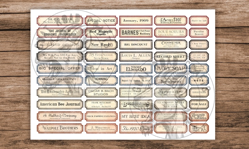 Vintage Faded Labels. Ephemera for Junk Journals. Digital Download ...
