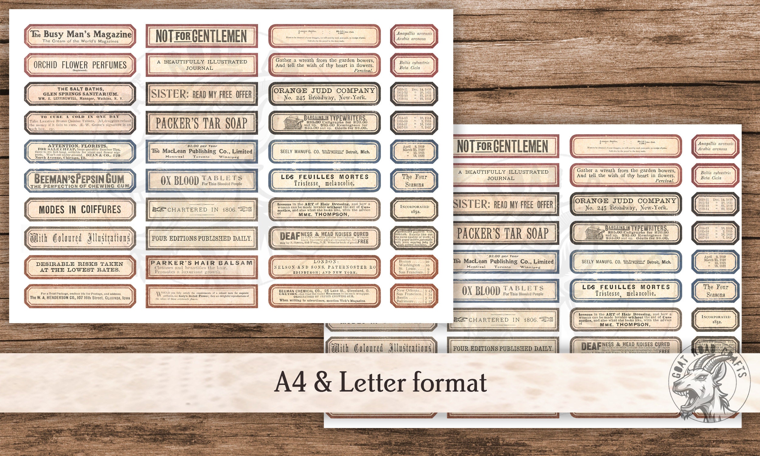 Vintage Faded Labels. Ephemera for Junk Journals. Digital Download ...