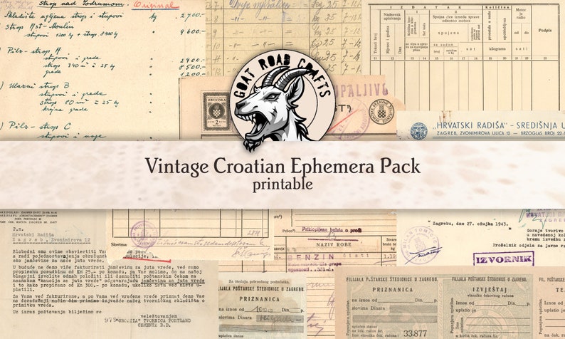 Vintage Croatian Ephemera Pack. Ephemera for Junk Journals. Digital ...