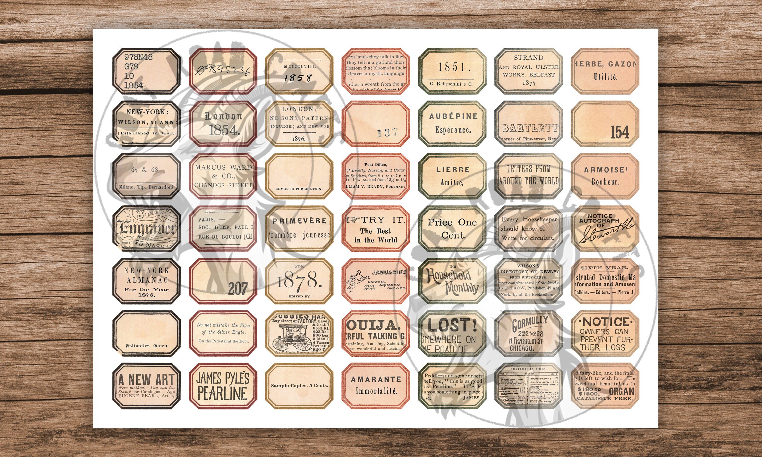 Vintage Faded Labels. Ephemera for Junk Journals. Digital Download ...