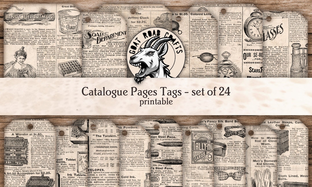 Catalogue Pages Tags - Set of 24. Ephemera for Junk Journals. Digital ...