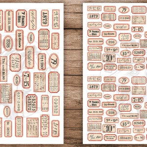 Vintage Numbers Labels in 5 Colours and 2 Sizes. Ephemera for Junk ...