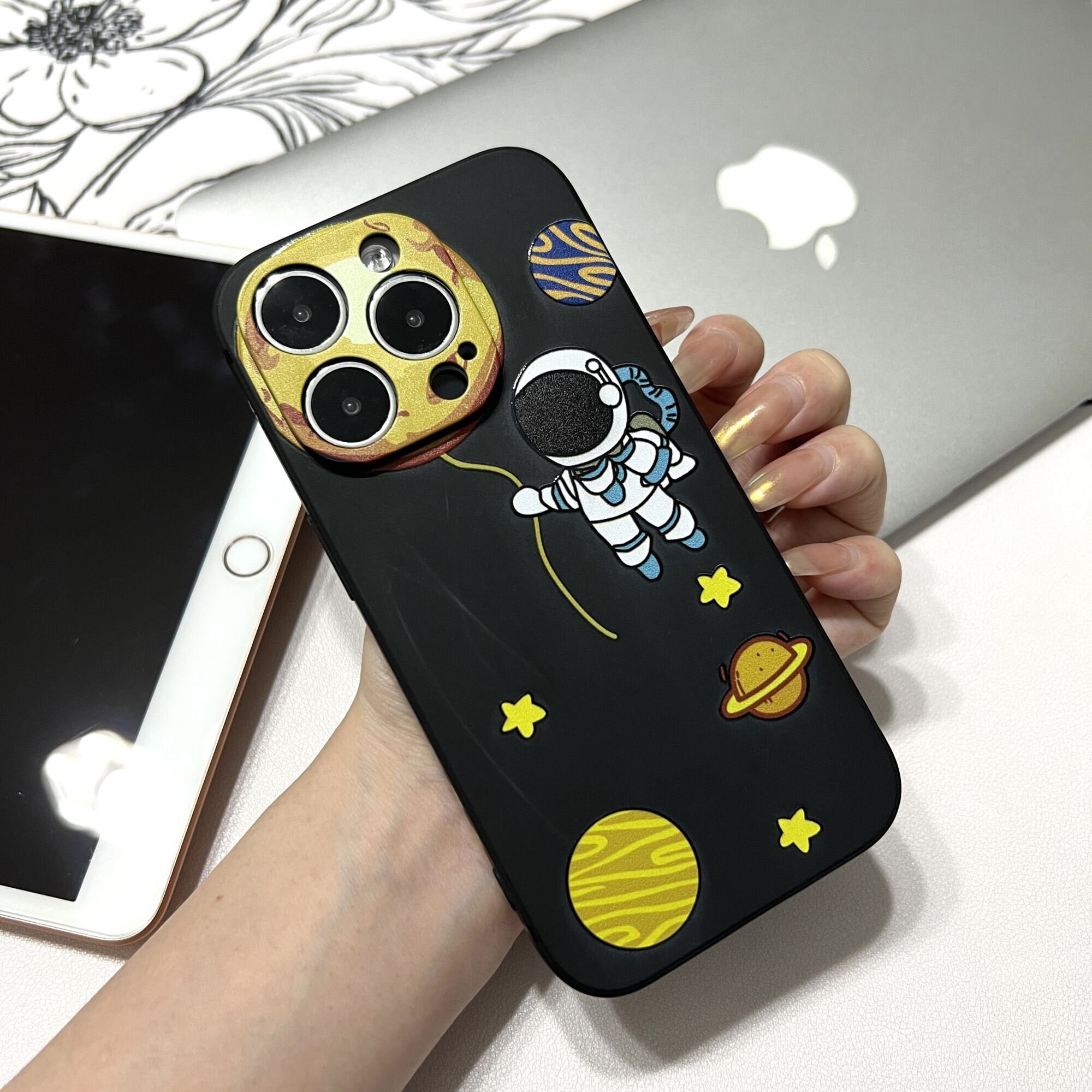 Cute Cartoon iPhone Case With Astronaut on Moon, for iPhone 14 13 12 11 ...