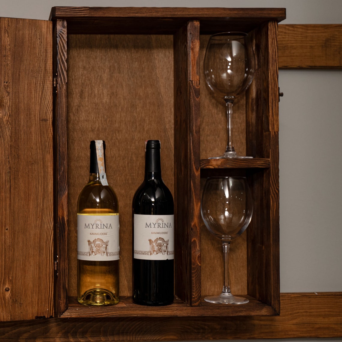 Rustic Wall-hanged Bar Cabinet - Etsy