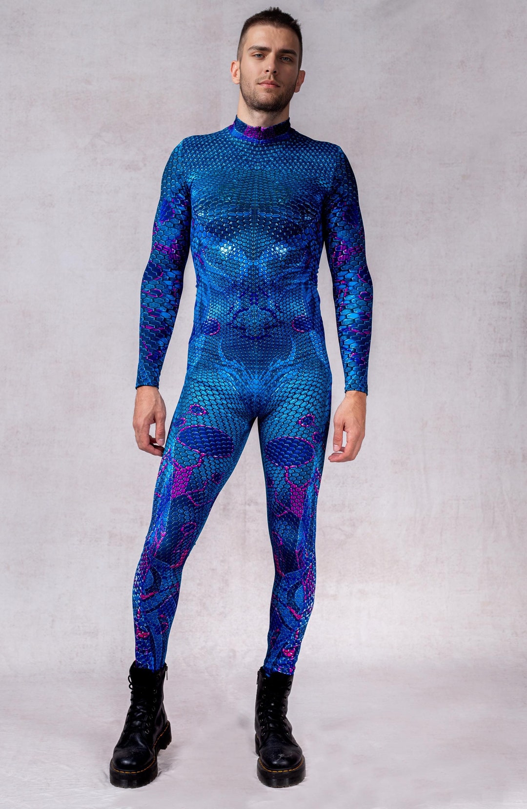 Cyber Mermaid Costume Men, Armour Costume Men, Blue Cyber Costumes ...