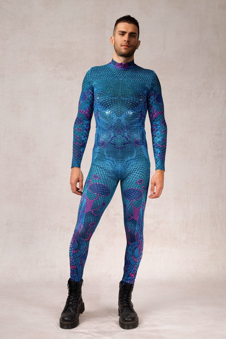 Cyber Mermaid Costume Men, Armour Costume Men, Blue Cyber Costumes ...
