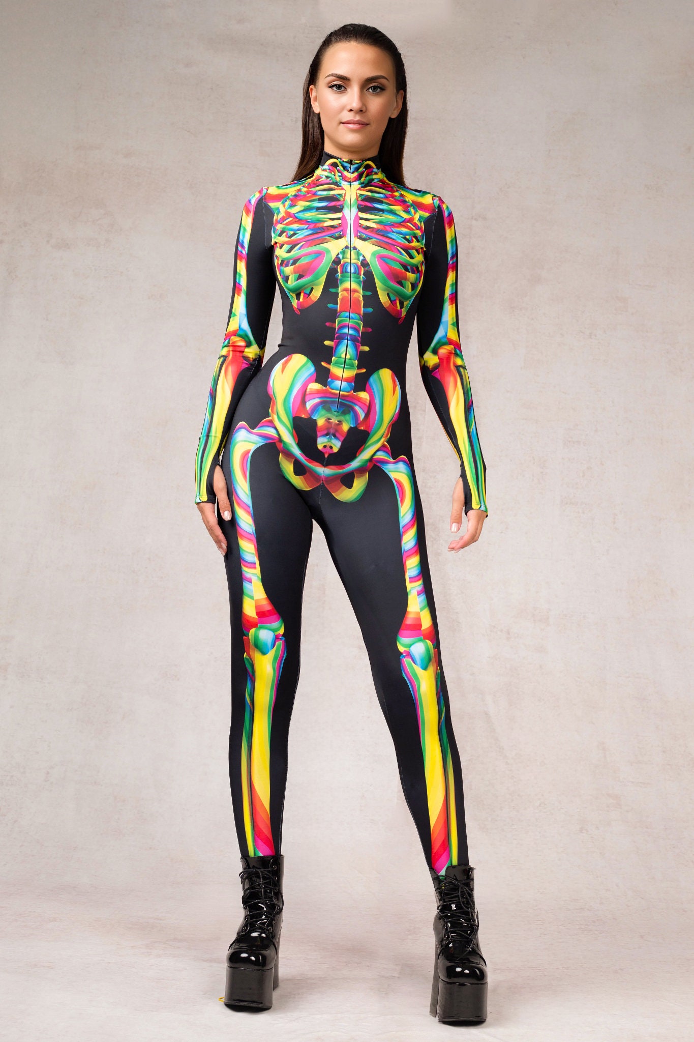 Rainbow Skeleton Costume Skeleton Costume Skeleton Bodysuit - Etsy