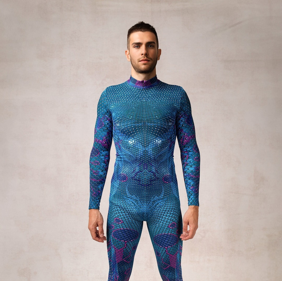 Cyber Mermaid Costume Men, Armour Costume Men, Blue Cyber Costumes ...