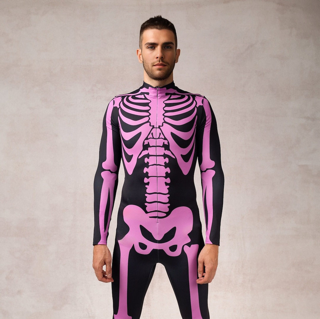 Pastel Goth Halloween Costumes Man, Kawaii Skeleton Costume Men, Pink ...