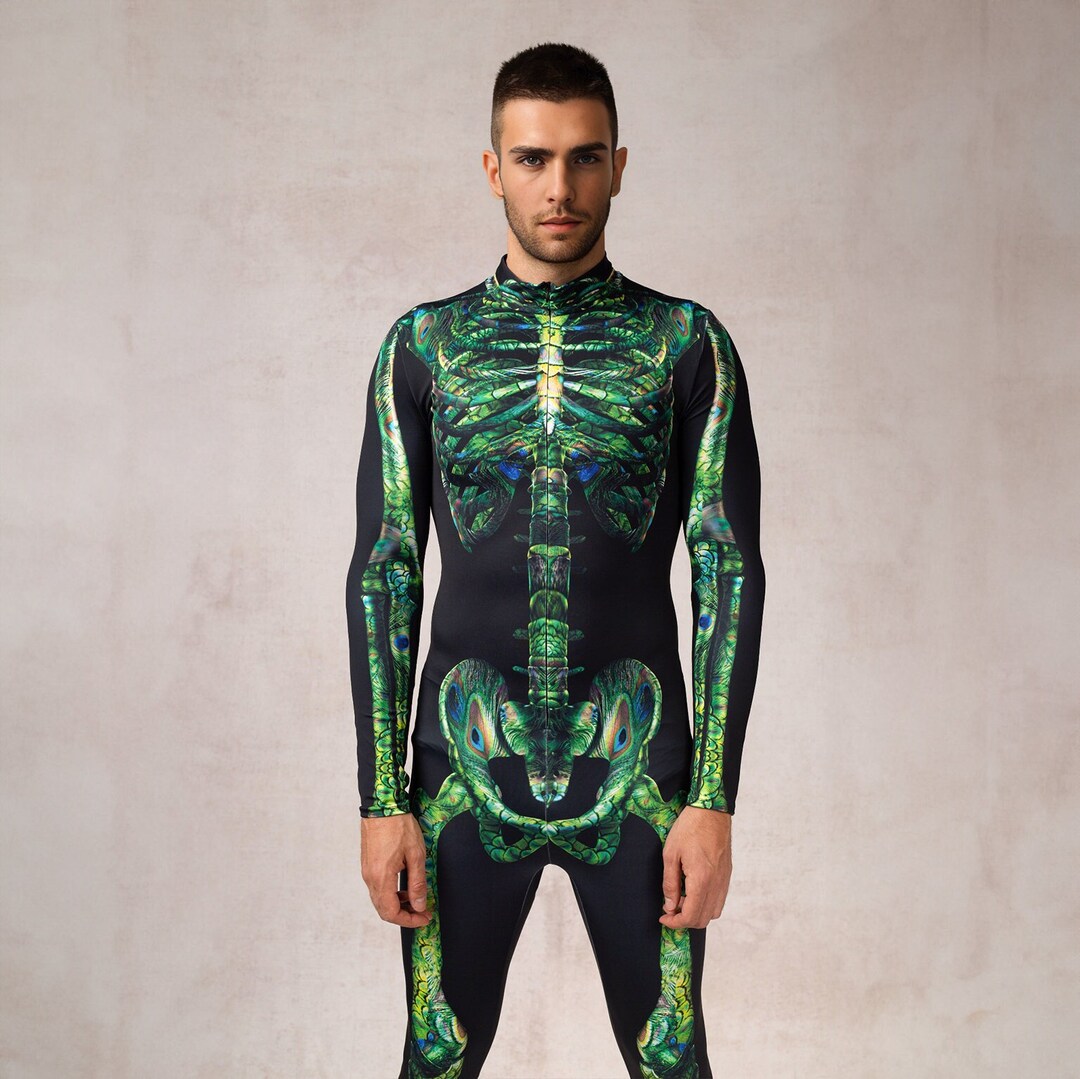 Skeleton Costume Men Skeleton Halloween Costume Men Etsy