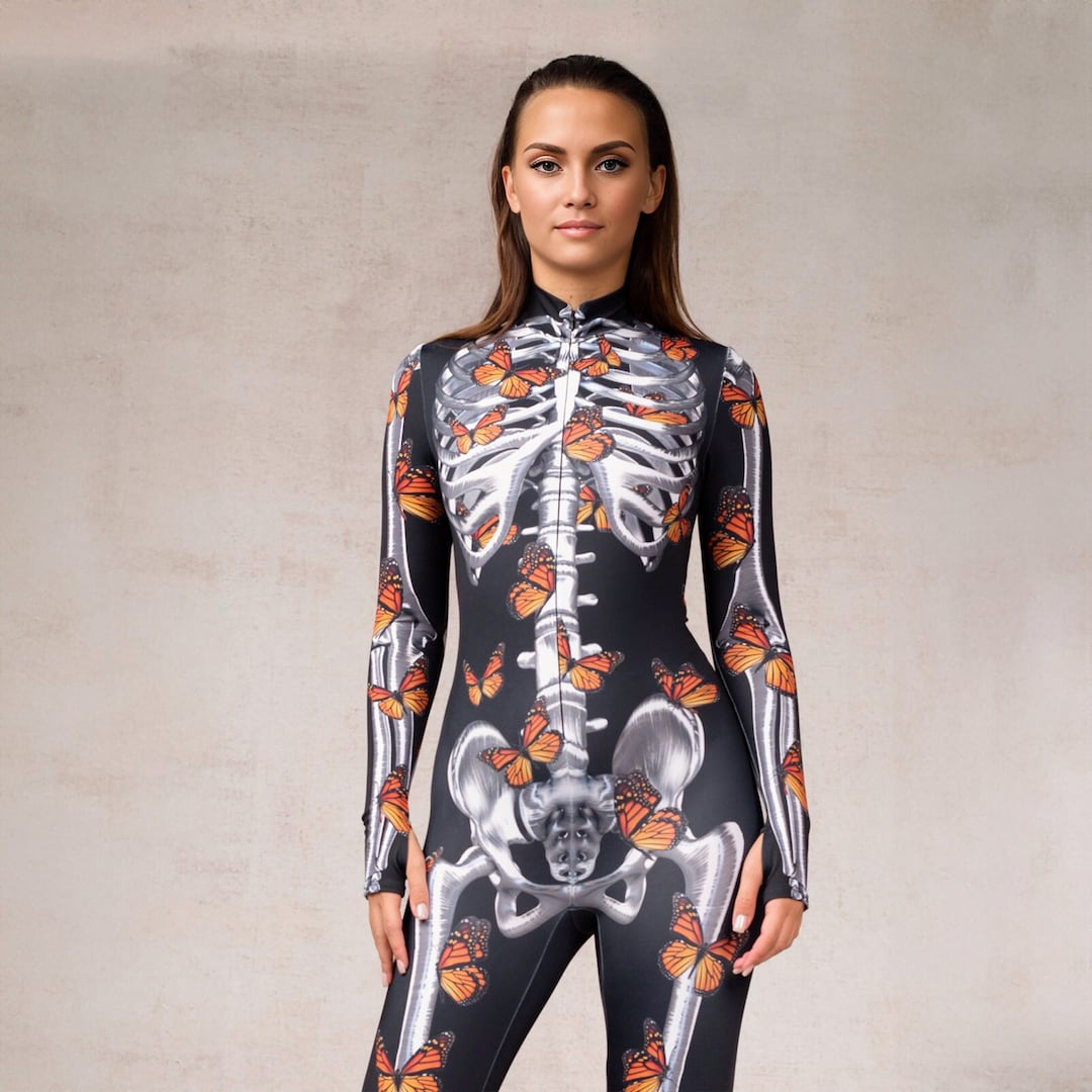 Skeleton Bodysuit Skeleton Costume Women Skeleton Costume - Etsy