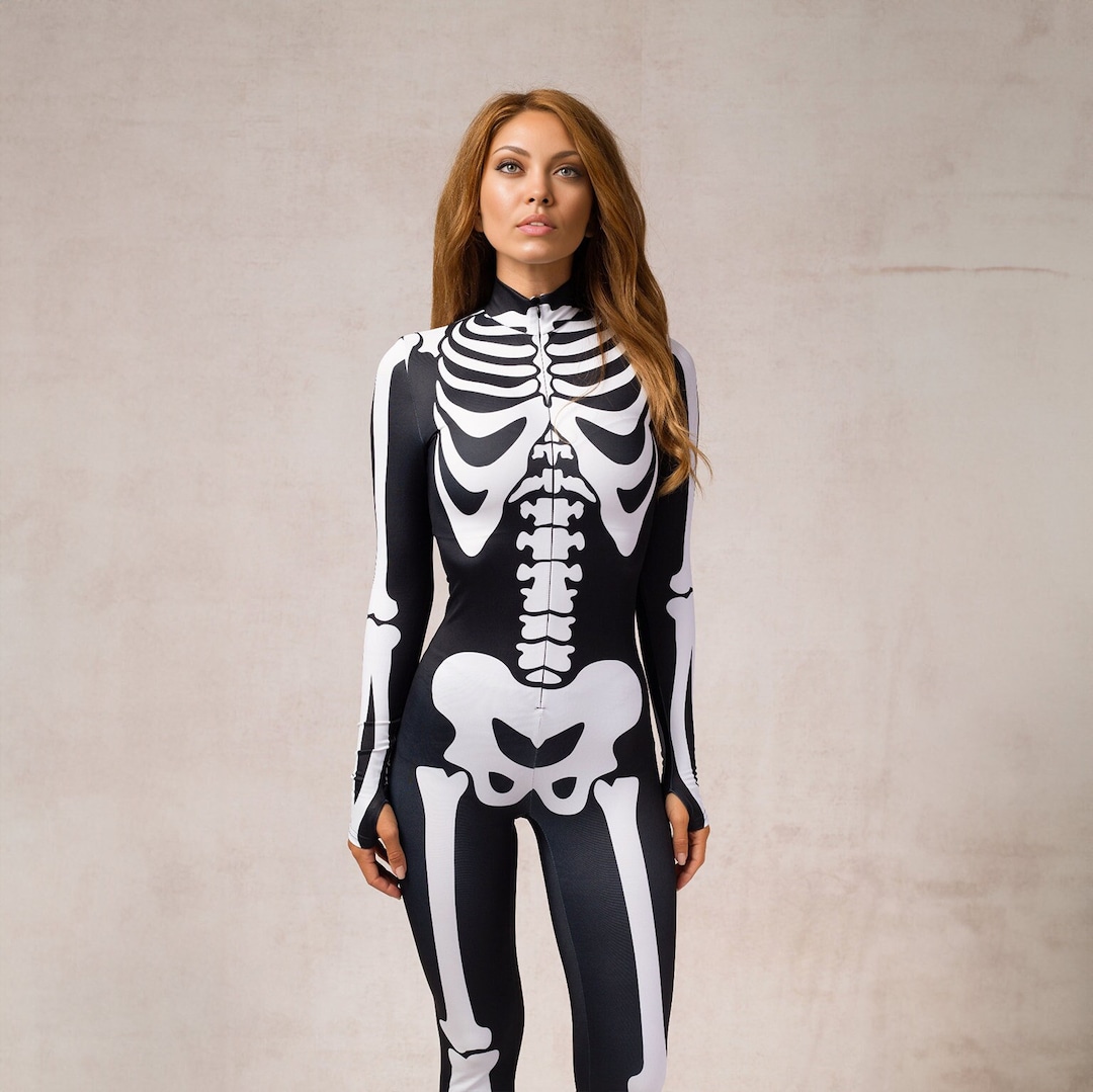 Spooky Skeleton Bodysuit, Sexy Cosplay Costume Women, Halloween ...