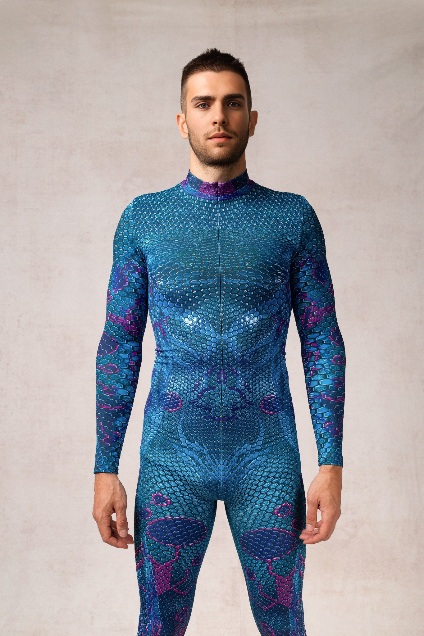 Cyber Mermaid Costume Men, Armour Costume Men, Blue Cyber Costumes ...