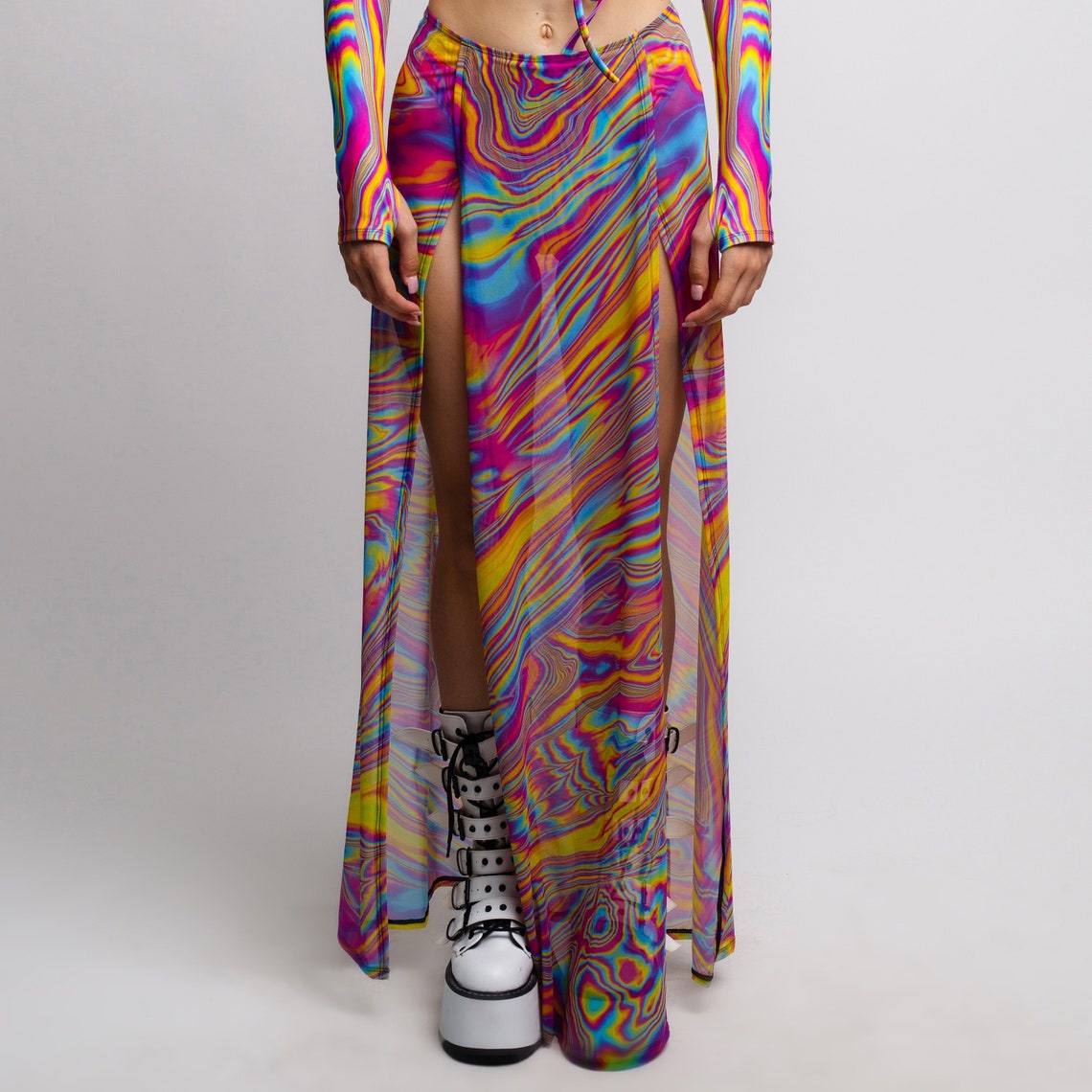 Colorful Mesh Skirt, Rave Festival Mesh Skirt, Festival Skirt, Party ...