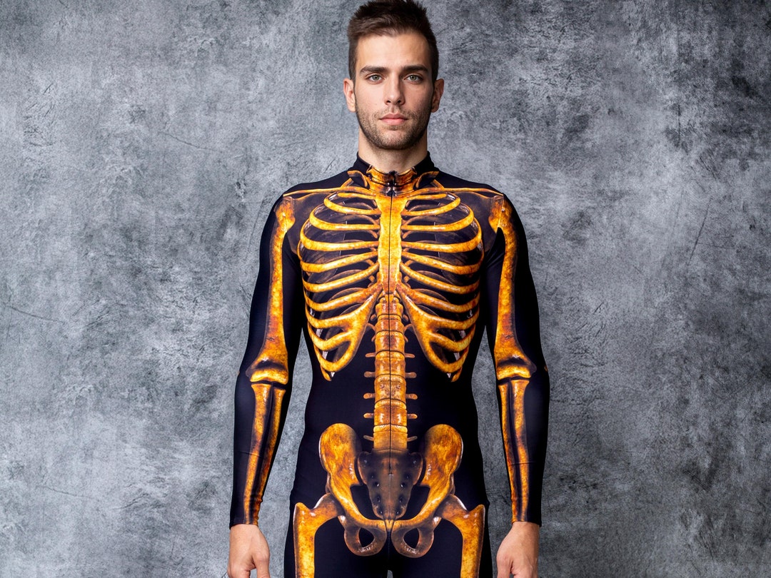 Skeleton Costume: Men's Halloween Lycra Bodysuit - Etsy