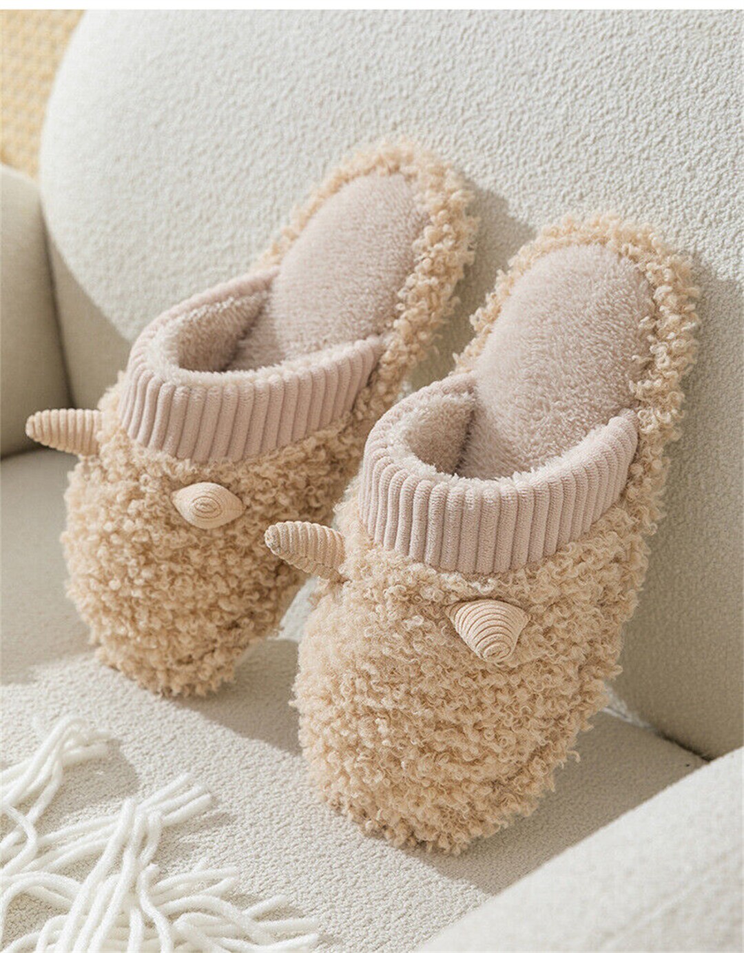 Cloth Art Cotton Slippers, Winter Fluffy Slippers Female Home Indoor - Etsy