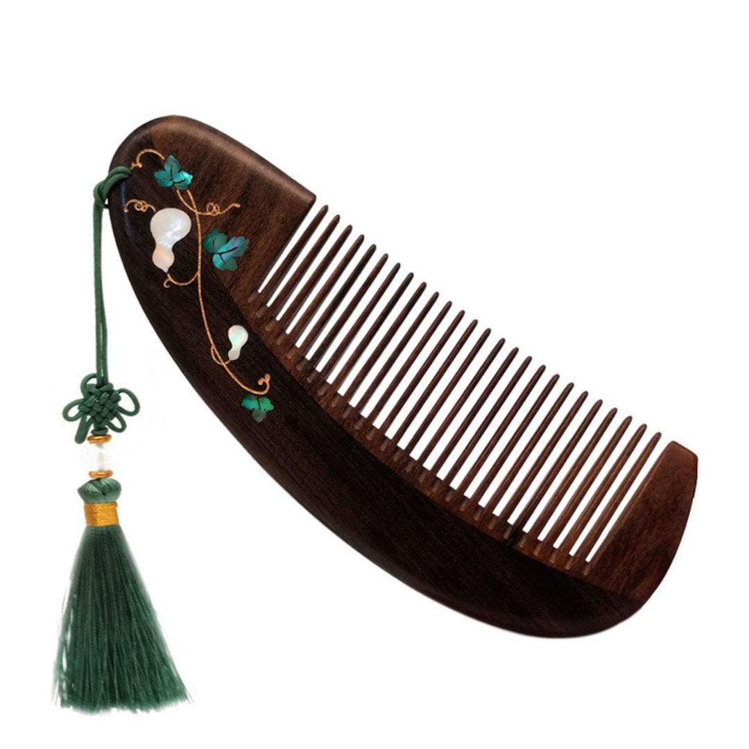 Personalized Handmade Sandalwood Hair Comb, Gourd Design, Custom ...