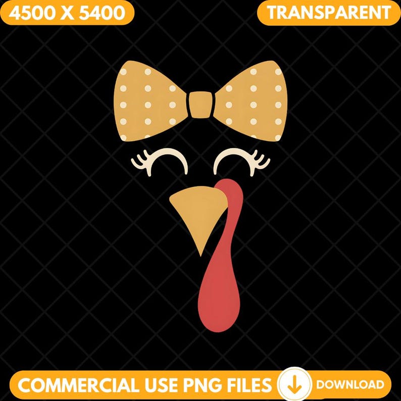 Thanksgiving Turkey Face Png, Cute Cartoon Turkey Digital File, Holiday ...