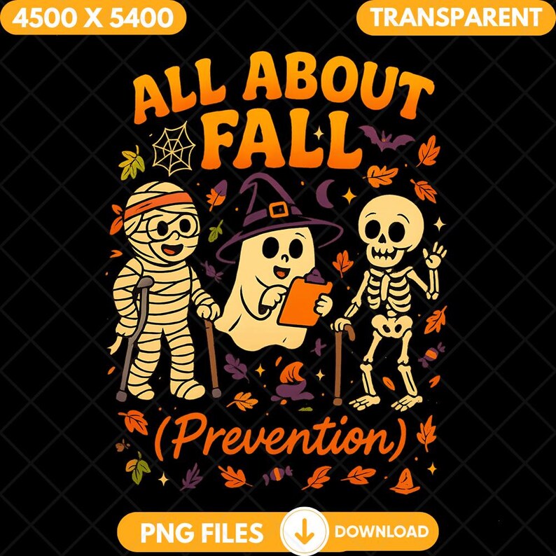 All About Fall Prevention Png, Funny Autumn Characters Sublimation Png ...