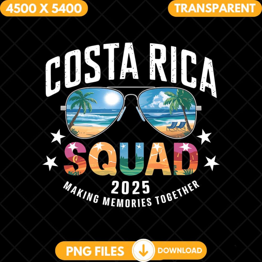 Costa Rica Squad 2025 Png, Colorful Tropical Beach Sublimation Design ...