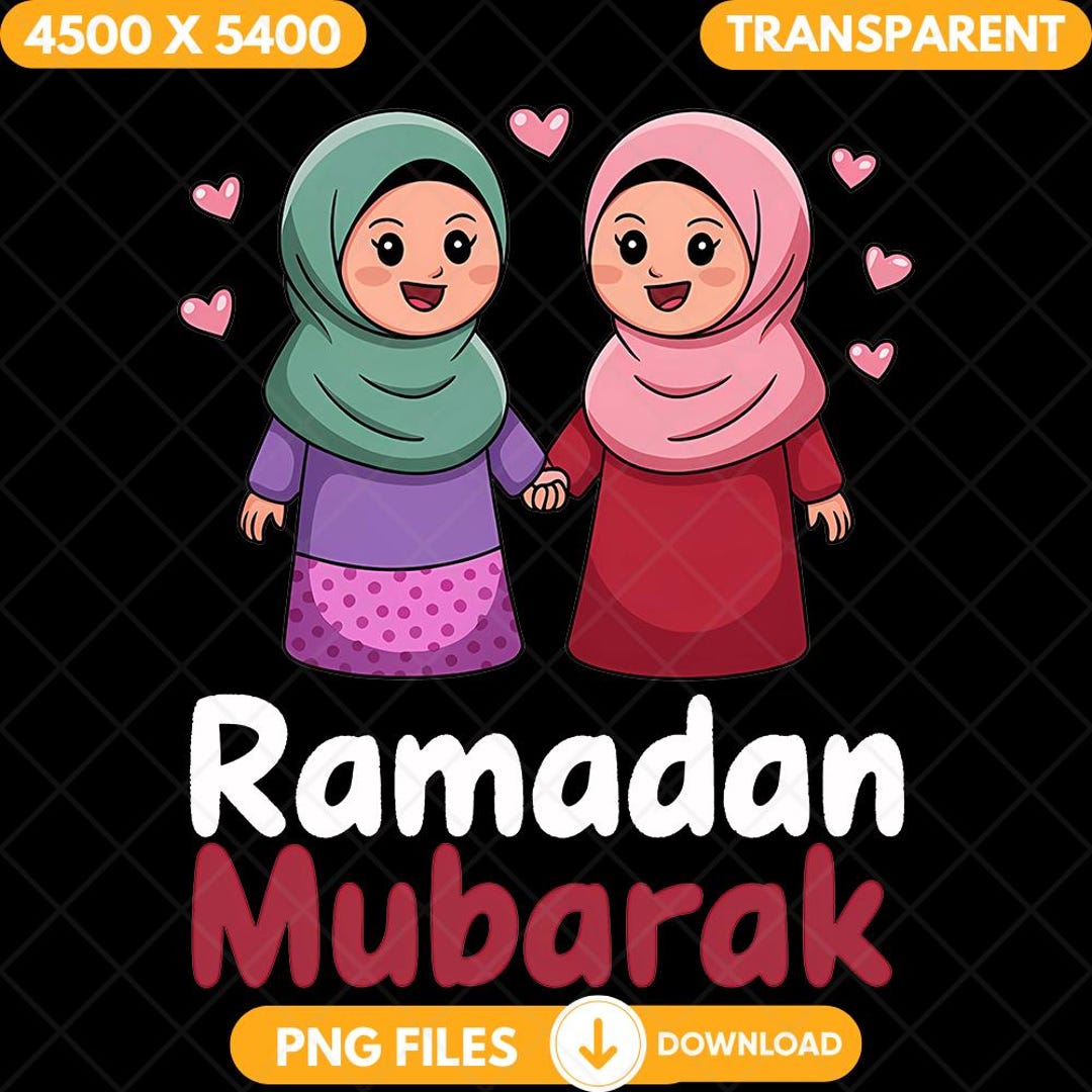 Cute Ramadan Girls Png, Ramadan Mubarak Design, Digital Download ...