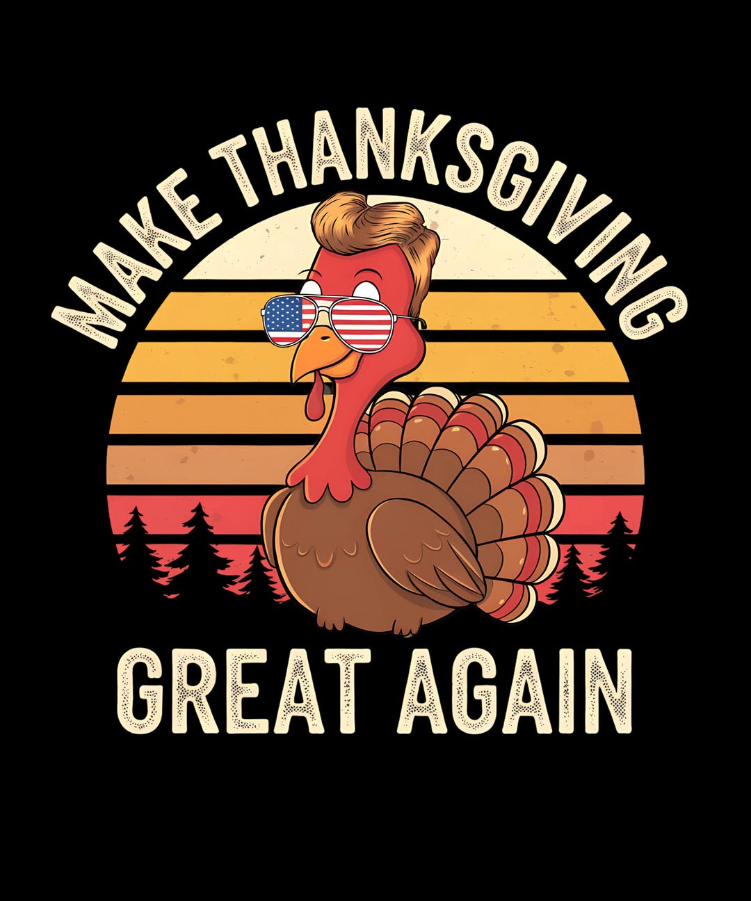 Make Thanksgiving Great Again Turkey Png, Patriotic Trump Cartoon ...
