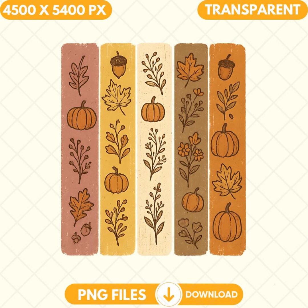 Fall Bookmarks Png, Rustic Autumn Sublimation Png, Digital Download ...