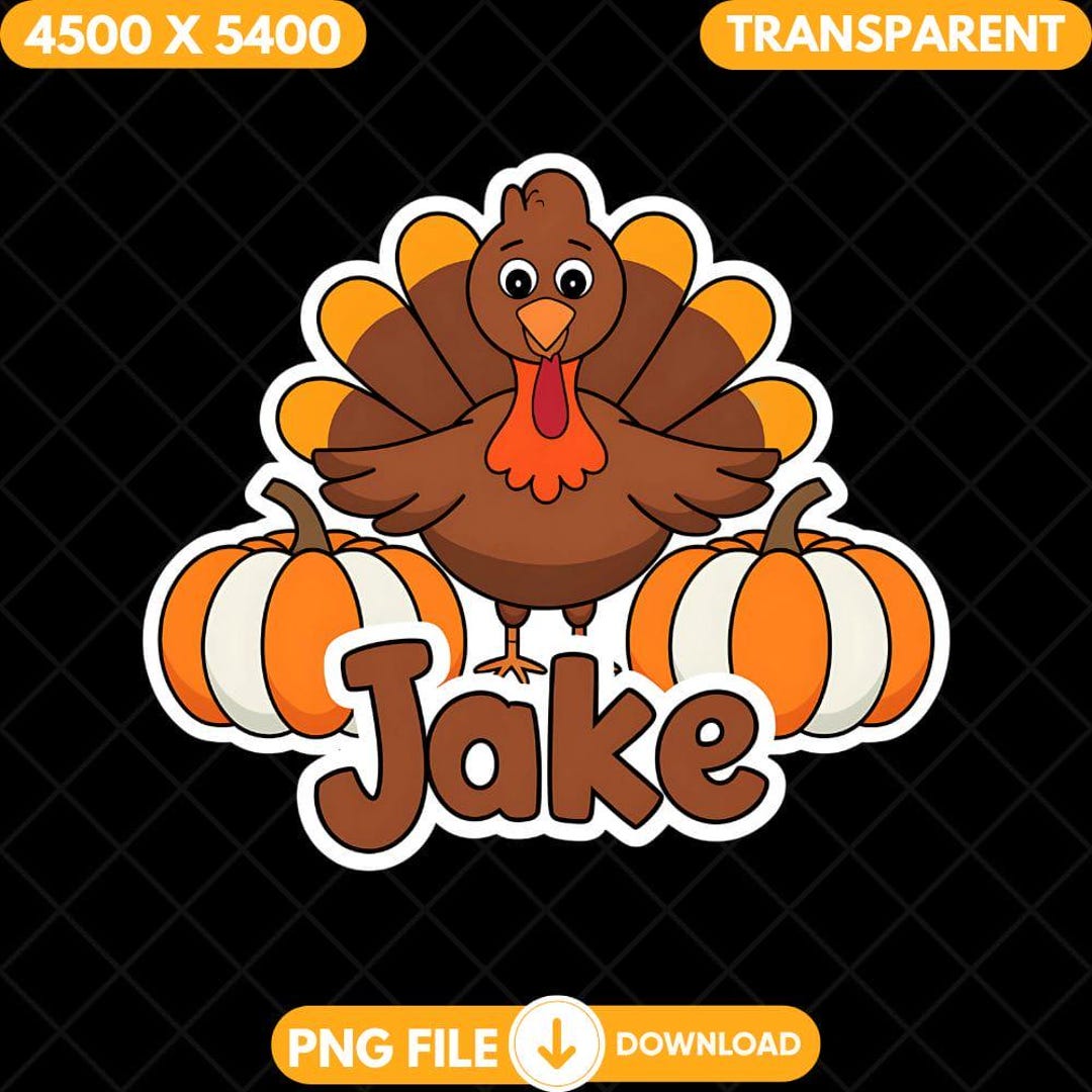 Jake Thanksgiving Turkey Png, Personalized Autumn Design, Cartoon ...