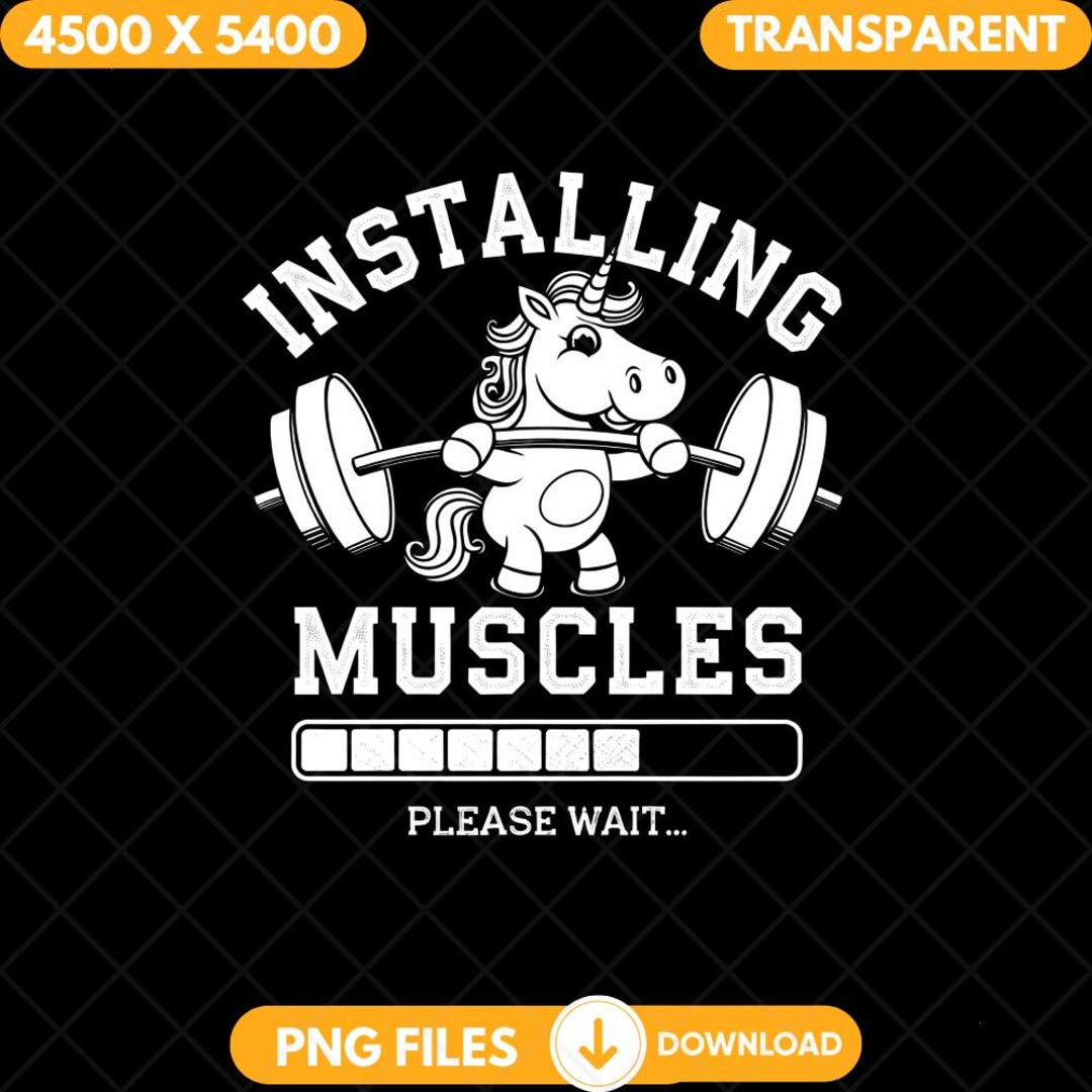 Installing Muscles Png, Funny Vintage Unicorn Design for Shirts & Mugs ...