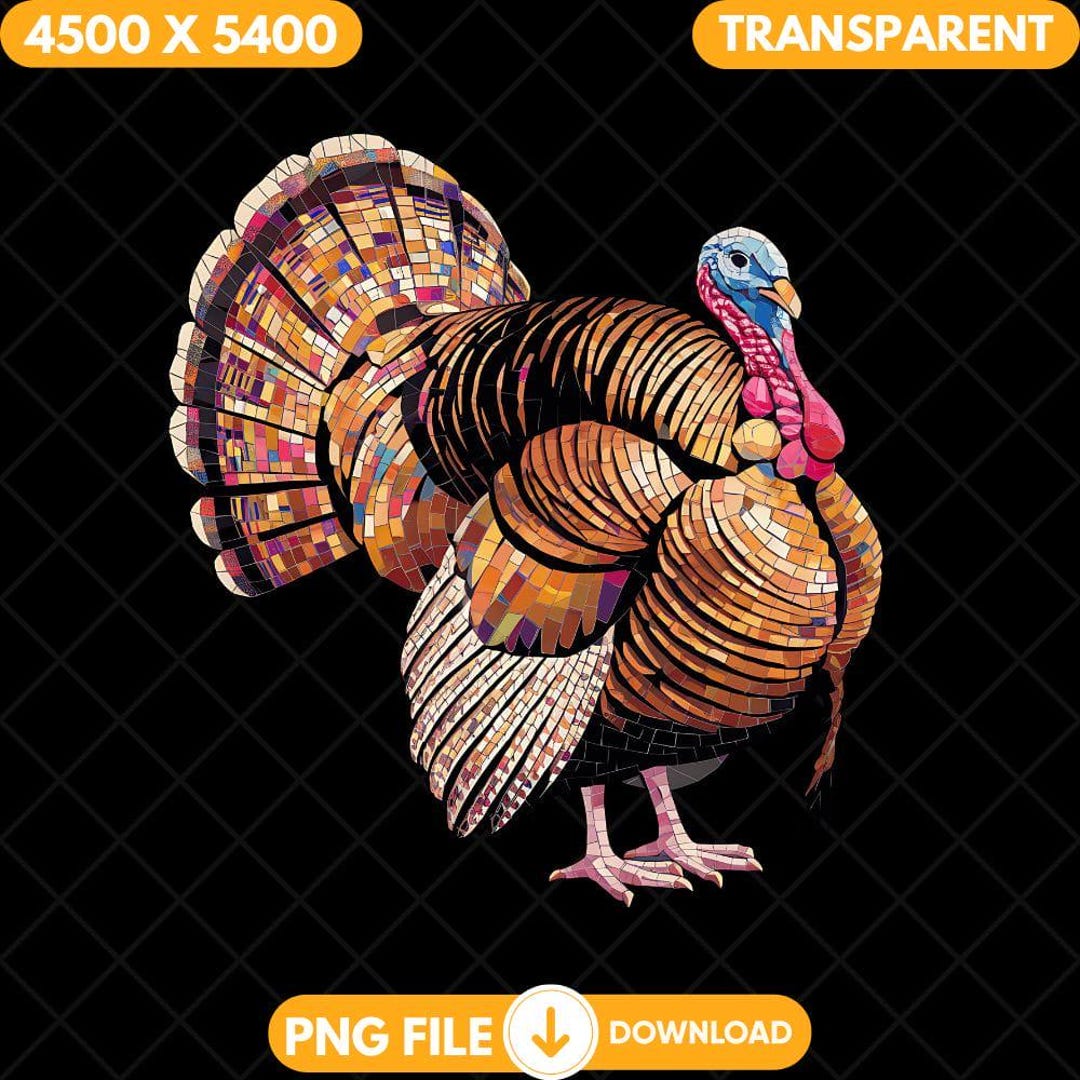 Mosaic Pattern Turkey Png, Vibrant Thanksgiving Art, Happy Thanksgiving ...