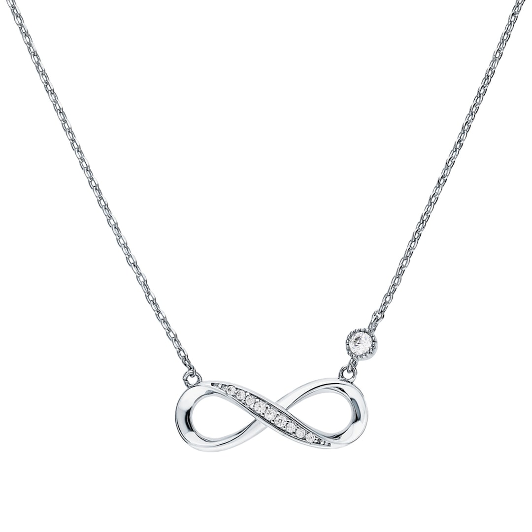 14k Gold Infinity Diamond Necklace, Twisted Knot Crisscross Crossover ...