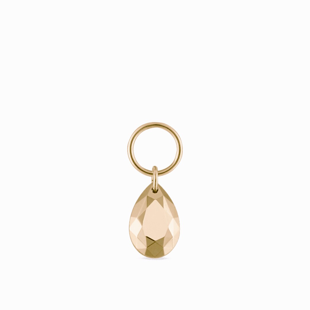 14k Gold Teardrop Piercing / Faceted Cartilage Earring / Dainty Helix ...