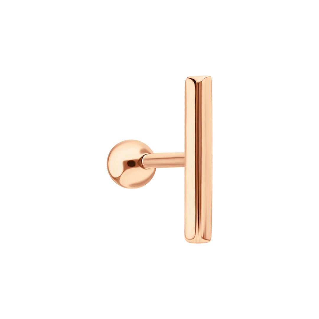 14k Gold Tiny Straight Bar Earring, Bar Stick Stud Earrings, Short Pipe ...