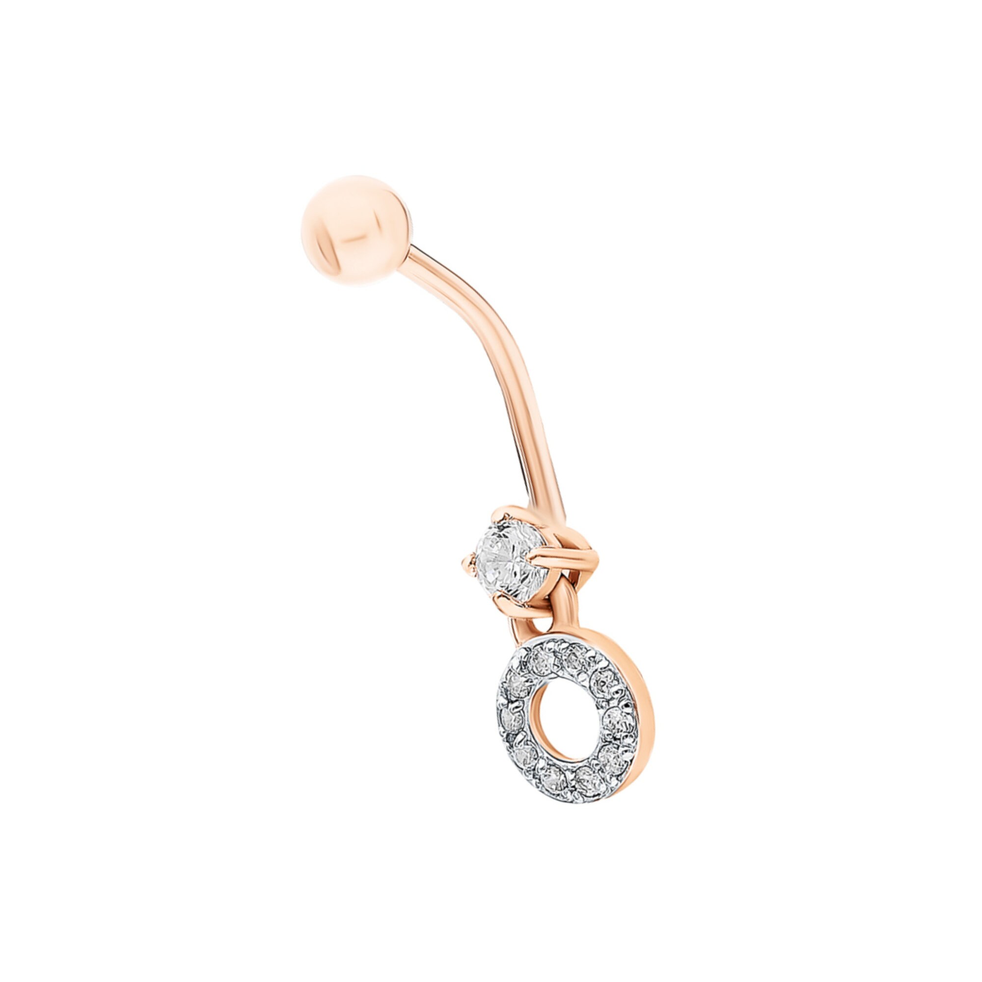 14k Solid Gold Belly Button, Externally Threaded Navel Ring, Round ...