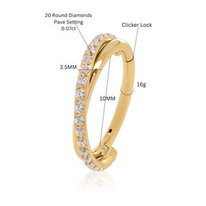 14K Gold Crossing Line Conch Ring ,double Conch Hinged Hoop, Infinity ...