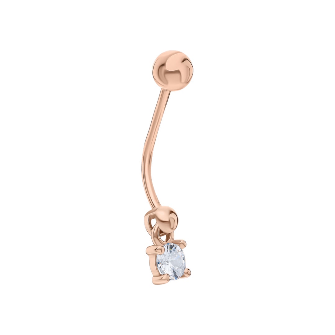 Gold Diamond Dangle Belly Ring, Floating Belly Button Piercing, Dainty ...