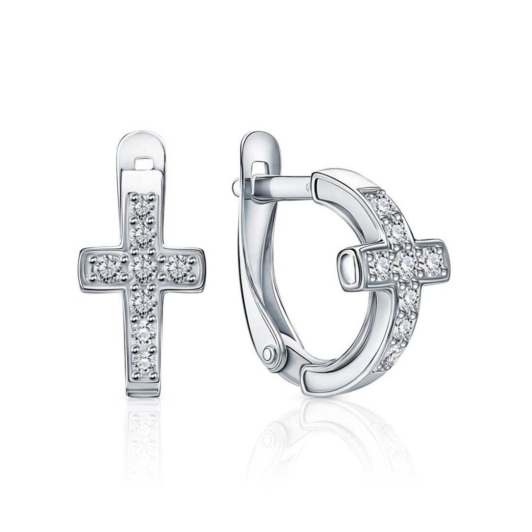 Small Cross Hoop Earrings,, 14k Gold Dainty Cross Hoop, Diamond Huggie Earrings for Women Men ...