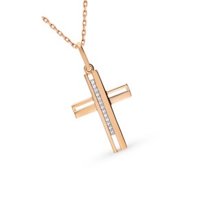 Tiny Pave Diamond Cross Necklace • 14K Gold Cross Pendant • Minimalist ...