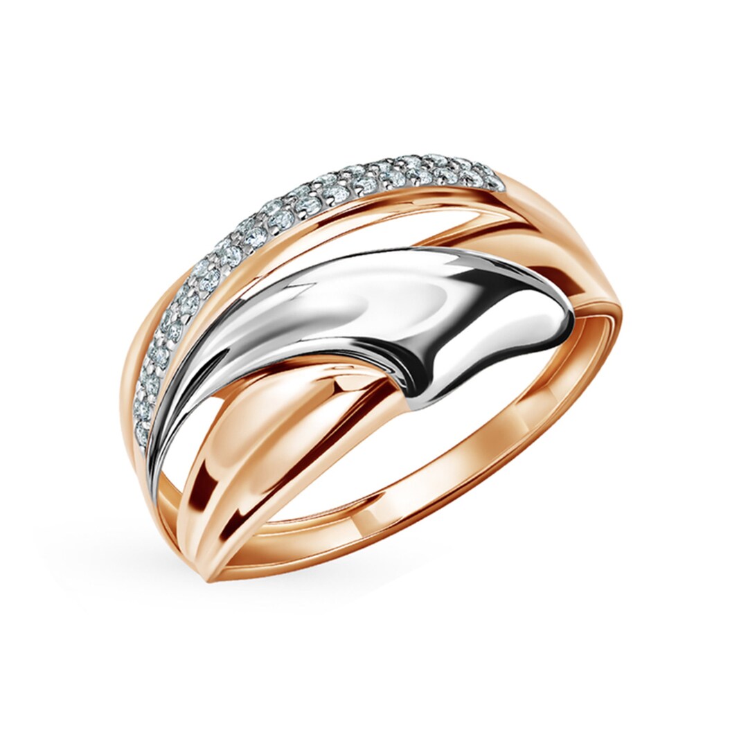 14K Gold Multilayer Crossover Ring, Two Tone Wedding Ring , Minimalist ...