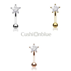 Star Cartilage Diamond Piercing / 14K Gold Rook Earring / Star Helix ...