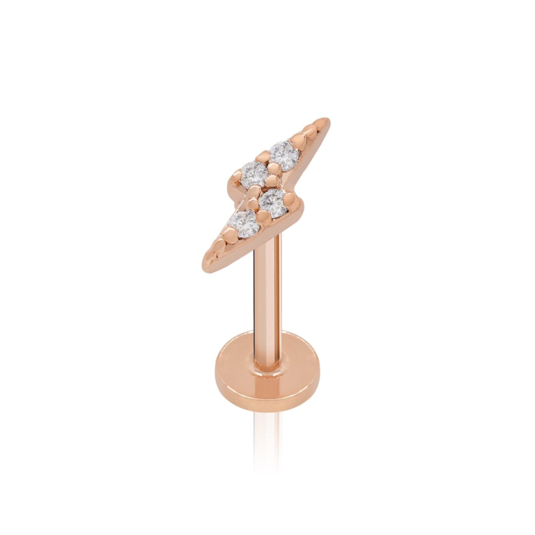 14k Gold Tiny Lightning Bolt Earrings, Thunderbolt Stud, Lightning ...