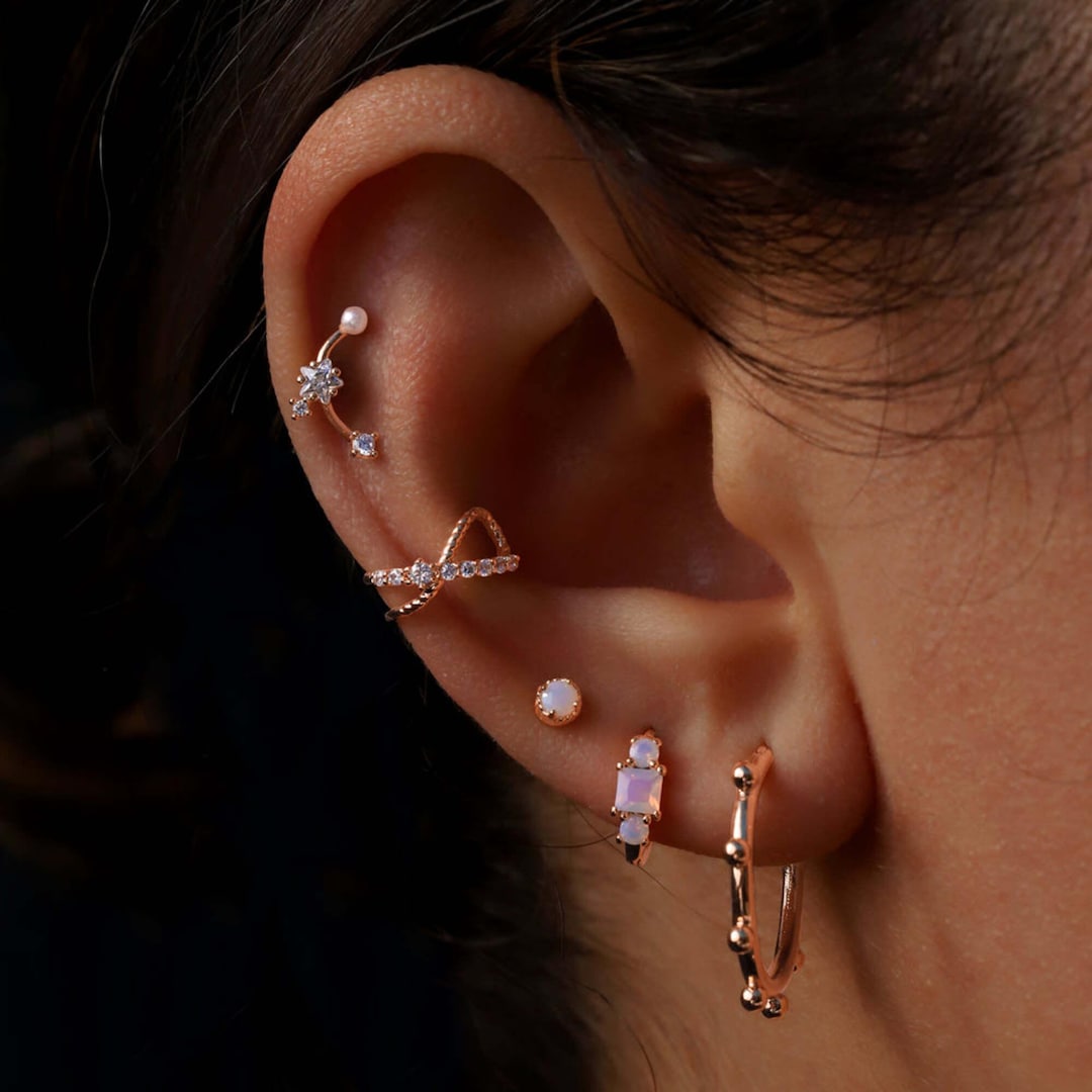 Criss Cross Conch Ear Cuff, Diamond X Ear Cuff in 14k Gold, Double ...